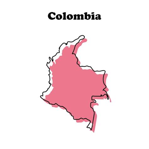 Estilizado Simple Mapa De Contorno Rojo De Colombia Vector Premium