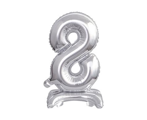 Balon foliowy stojący B C cyfra 8 srebrny 38 cm GoDan Przyjęcia