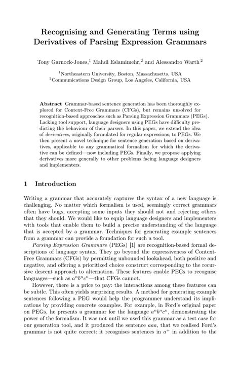 pdf recognising and generating terms using derivatives of parsing expression grammars