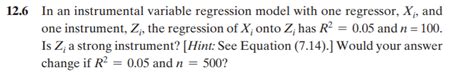 solved 12 6 in an instrumental variable regression model