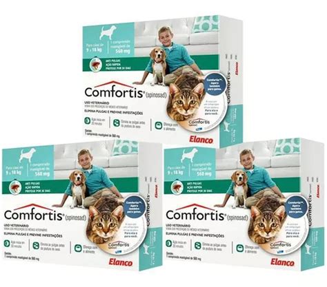 Kit Antipulgas Comfortis 560mg Caes De 9 A 18 Kg 3 Caixas