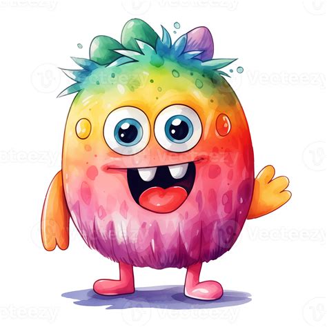 süß komisch Monster Aquarell Clip Art ai generativ 27235923 PNG