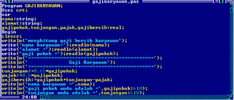 Latihan Kode Program Pascal Menghitung Gaji Karyawan Riset