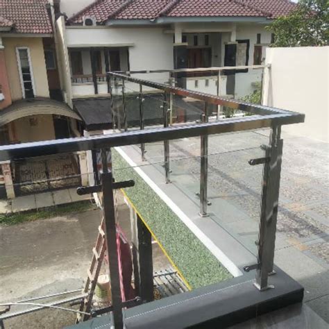 Jual Railing Pegangan Tangga Stainless Kaca Tempered Reling Balkon