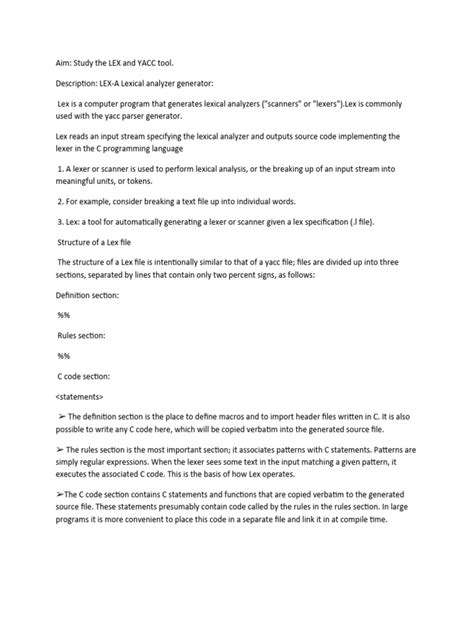 lex and yacc pdf computer programming computer science