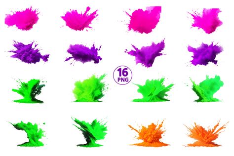 Colorful Rainbow Paint Splash PNG Set Graphic By Pixeness Creative