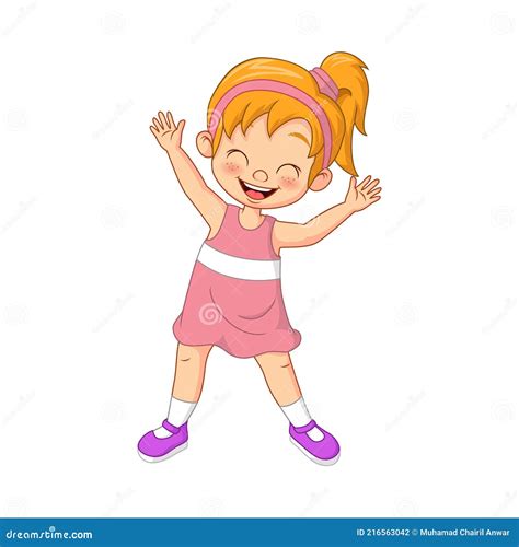 Dibujos Animados Niña Feliz De Pie Ilustración del Vector Ilustración