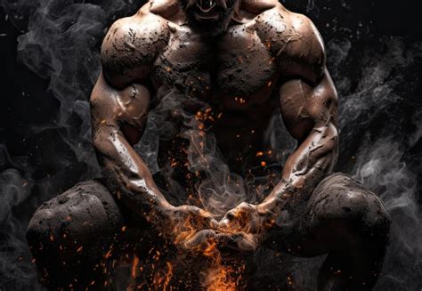Premium Ai Image Handsome Strong Athletic Men Pumping Up Muscles