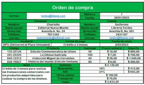 Orden De Compra Concepto Tipos Ejemplo Y Formato