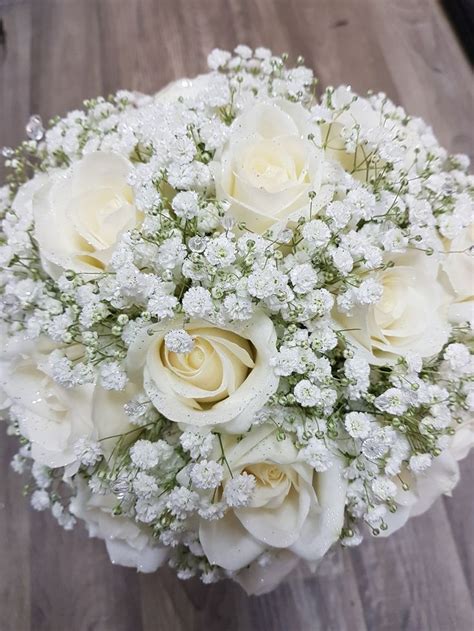 Hand Tied Bridal Bouquet Brides Flowers Bouquet White Rose Wedding