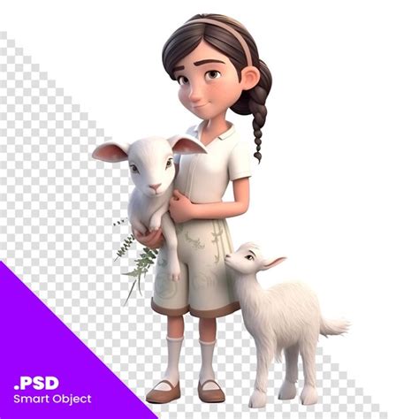 Renderización digital en 3d de una linda chica de dibujos animados con