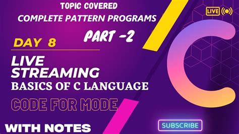 lecture 8 c language basic pattern programs using for loop pattern programs with code part 2