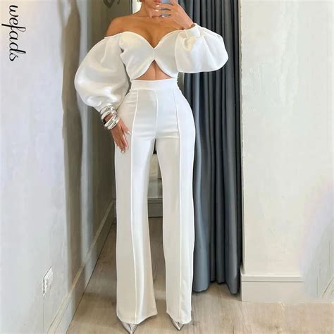 Wefads Conjunto Feminino S Lido De Cima E Cal A Skinny Manga Lanterna