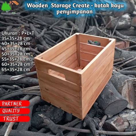 Promo Wooden Crate 35x35x28 Cm Peti Kayu Tempat Penyimpanan Storage Box