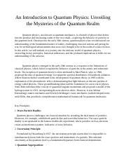 Unveiling The Mysteries Of Quantum Physics Exploring The Course Hero