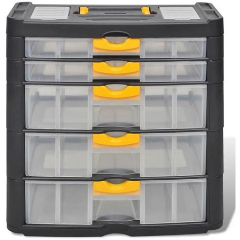 Boîte Casier Commode de Rangement Plastique 5 Tiroirs 140907 Outillage
