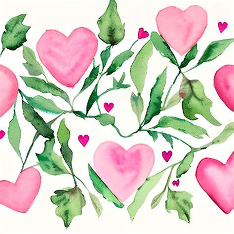 Watercolor Hearts And Leaves Paper Free Stock Photo Public Domain