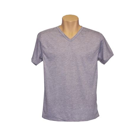 Camiseta Adulta Manga Curta Gola V Cinza