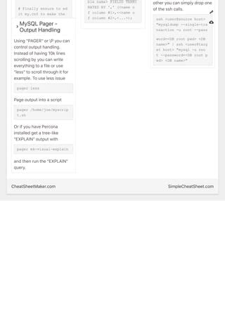 Mysql Cheat Sheet Pdf