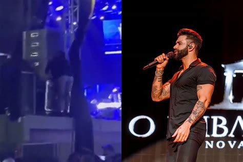 Vídeo fã despenca do palco ao tentar invadir show de Gusttavo Lima