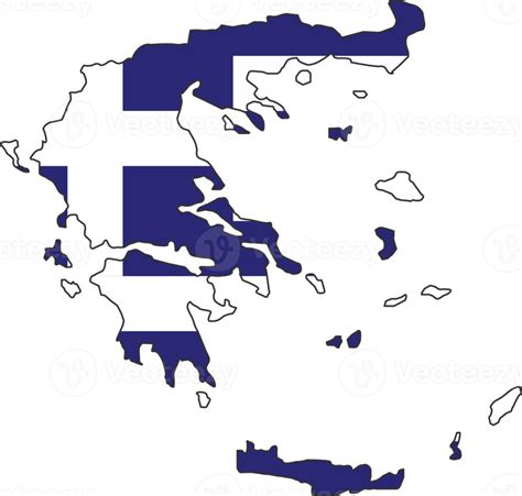Greece Map City Color Of Country Flag 12177310 PNG