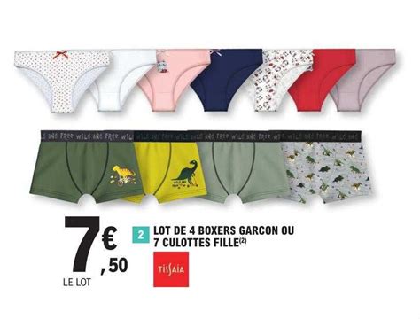 Promo Lot De Boxers Gar On Ou Culottes Fille Tissaia Chez E Leclerc