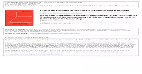 bayesian analysis of poisson regression with lognormal unobserved heterogeneity with an