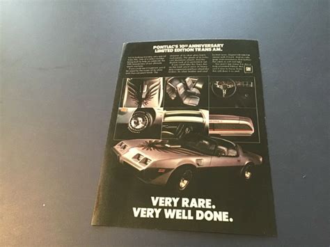 Mavin 1979 Pontiac 10th Anniversary Trans Am Laminated Factory Print Ad
