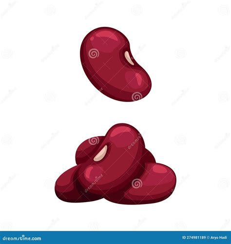 Frijol Rojo O Frijoles Rojos Riñones Símbolo Vegetal Set Ilustración De