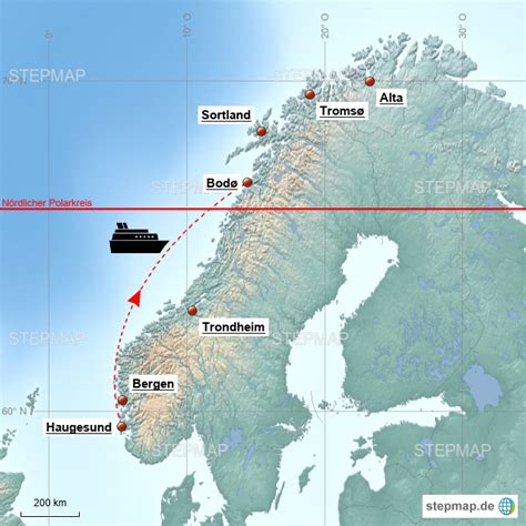 Stepmap Polarkreis Berquerung Landkarte F R Norwegen