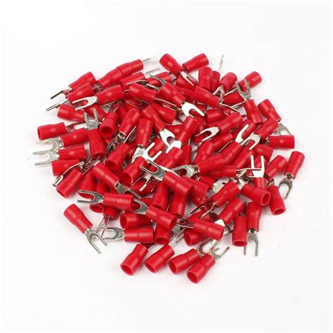100PCS SV1 25 3 Red Furcate Terminal Cable Wire Connector Insulated