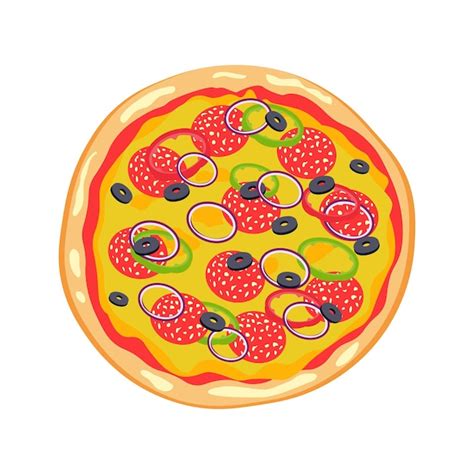 Premium Vector Delicious Pepperoni Pizza Fast Food Illustration