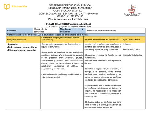 Formato Plano Didáctico 2023 2024 MEX SECRETARIA DE EDUCACIÓN