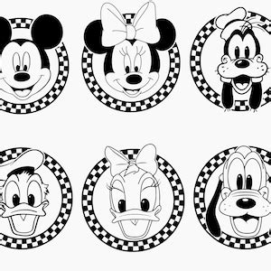 Retro Checkered Mickey And Friends Svg Png Dxf Eps Cutting Machines