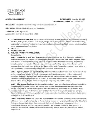Fillable Online Dual Enrollment Articulation Agreement Broward