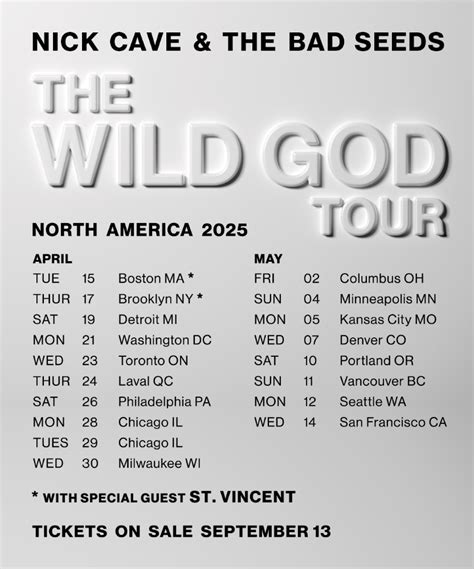 Nick Cave The Bad Seeds The Wild God Tour 21 April 2025 The