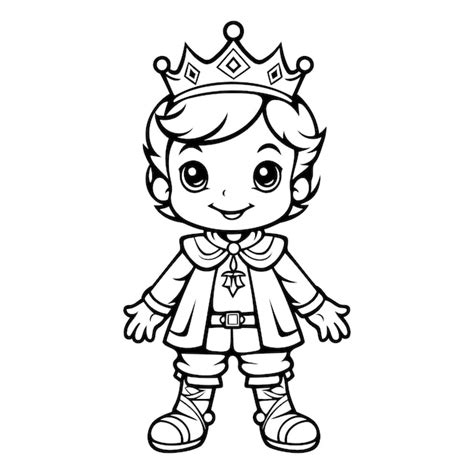 Colorier Contour De Page Du Prince De Dessin Animé Avec Couronne