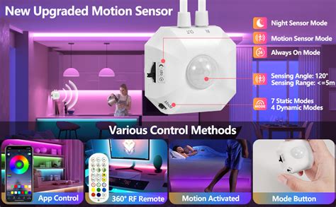 Houhui Ft Rgb Led Strip Lights Motion Sensor Under Bed Lights