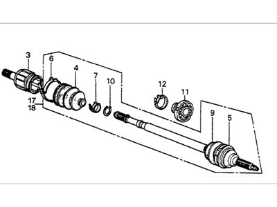 44305 692 671 Genuine Honda Driveshaft Assembly Passenger Side