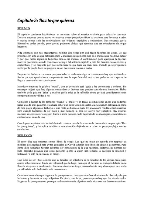 Ética PARA Amador Capítulo 3 Capítulo 3 Haz lo que quieras RESUMEN