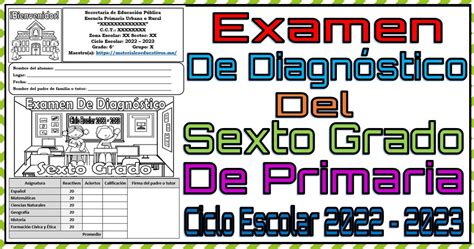 Examen De Diagn Stico Del Sexto Grado De Primaria Del Ciclo Escolar