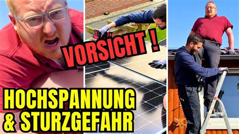 Balkonkraftwerk Wechselrichter Solarmodule Kabel Montage Auf Dach