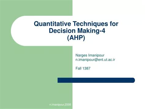 PPT Quantitative Techniques For Decision Making 4 AHP PowerPoint