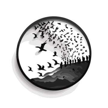 Jam Dinding Potongan Kertas Dengan Siluet Burung Terbang Melintasi