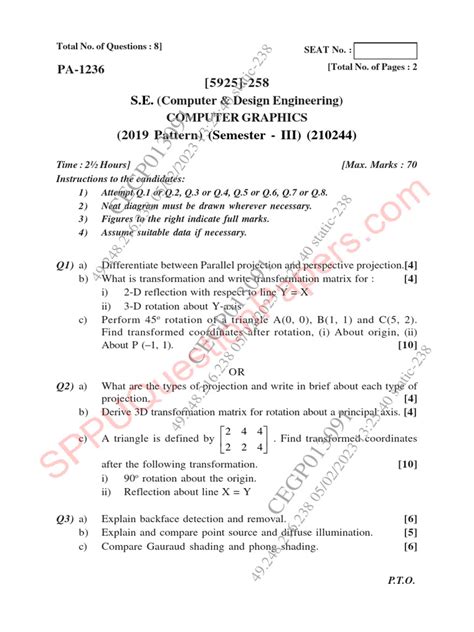 be computer engineering semester 3 2022 november computer graphics cg pattern 2019 pdf