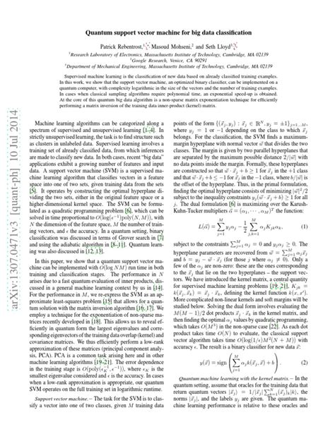 quantum support vector machine for big data classification pdf