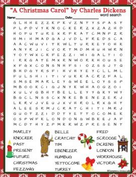 A Christmas Carol Activities Charles Dickens Crossword Puzzle Word
