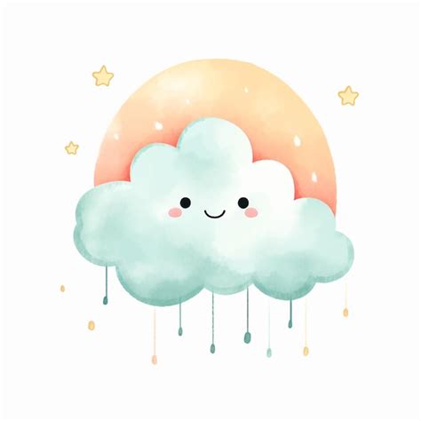 Hay Una Nube De Dibujos Animados Con Una Cara Sonriente Colgando De