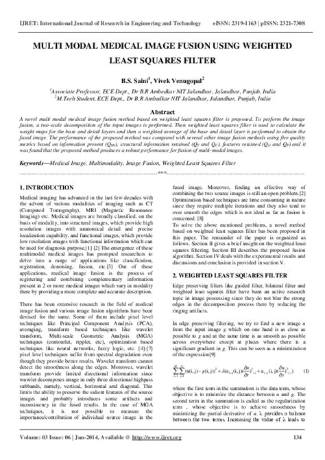 pdf multi modal medical image fusion using weighted least squares filter editor ijret
