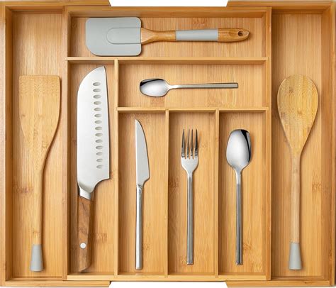 Amazon Premium Expandable Kitchen Drawer Organizer 100 Bamboo